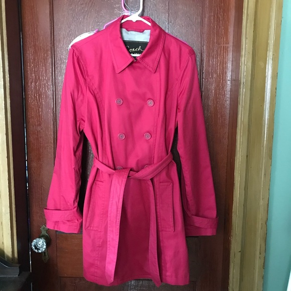 Coach | Jackets & Coats | Coach Hot Pink Short Trench Coat Ladies Large ...